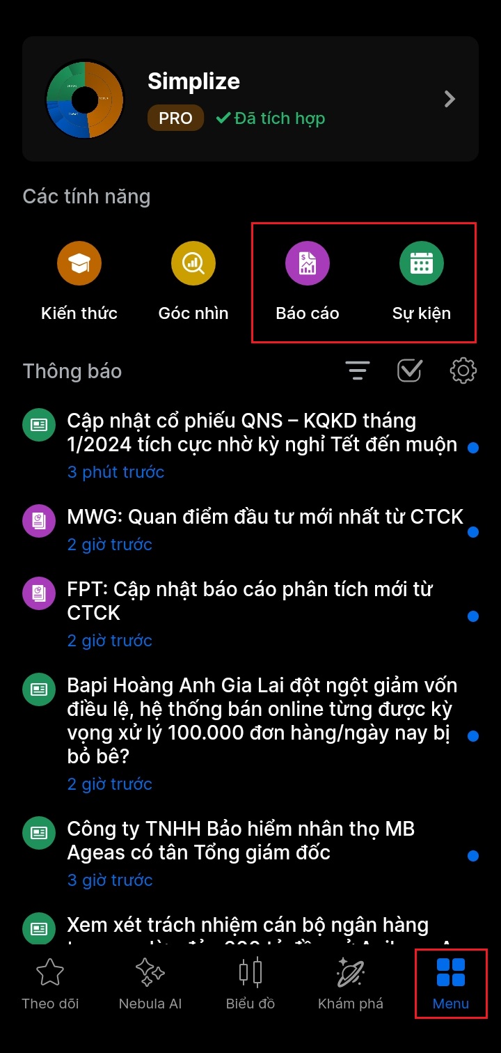 [Tính Năng Mới] - Đọc Báo Cáo Và Theo Dõi Sự Kiện Của Cổ Phiếu Trên APP » Simplize Blog